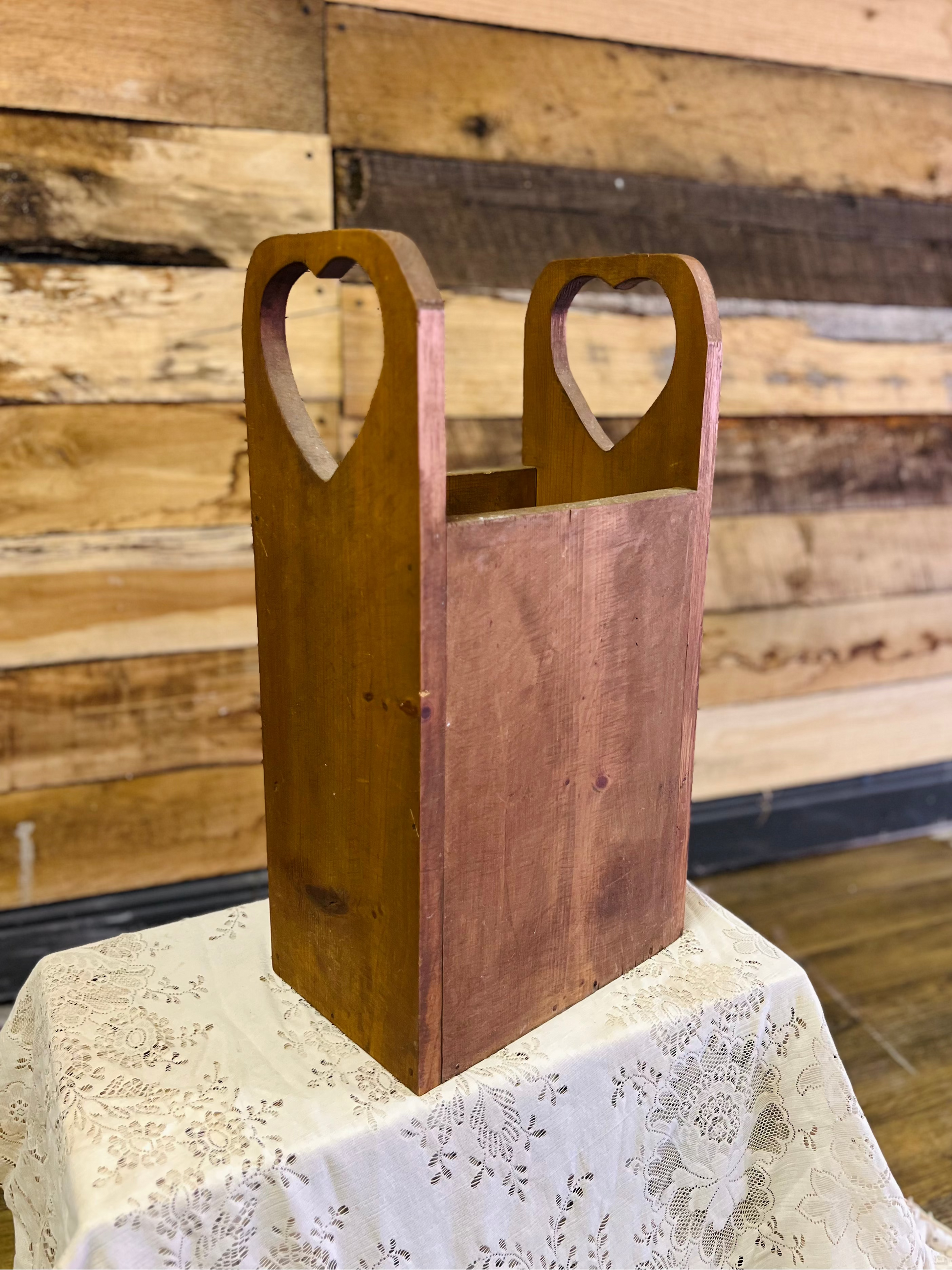 Vintage Wood Heart Cutout Trash Can, Magazine Holder – The Olde General ...